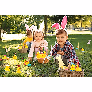The Dreidel Company Happy Easter Rubber Duck Toy Bunny Rabbit Duckies for Kids Easter Eggs, Bath Birthday Gifts Baby Showers Summer Beach and Pool Activity, 2" (12-Pack)