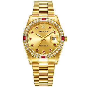Reginald Watches for Men Hands Sapphire Full Gold Stainless Steel Quartz Dial Unisex Watch (Gold)