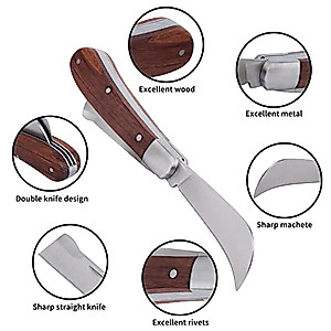 BaiCarre Pruning Knife, Double blade Grafting knife, Stainless Steel Garden Budding Knife,Folding Pocket Knife For Grafting Multi Cutting Tool, Weed Bushes Branches Mushroom Diggig Knife