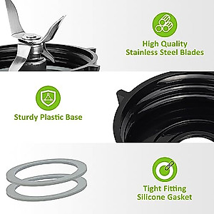 Blender Replacement Parts Compatible with Oster Blender Ice Blades ABS Plastics Base Stainless Steel Ice Blade and 2 Rubber O Ring Seal Gasket, Compatible with Oster Osterizer Blender Accessories