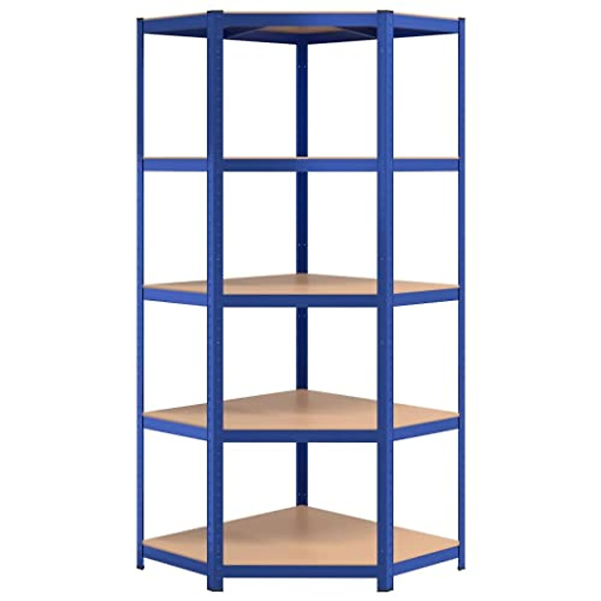vidaXL 5-Layer Corner Shelf in Blue - Steel & Engineered Wood Material - Ideal for Residential and Commercial Storage - Meets California Proposition 65 Standards