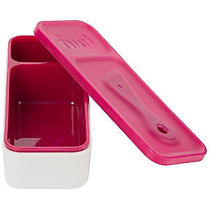 Trudeau Maison Fuel go” Snack Box with Dip Compartment and Spreading Knife, 6.00 x 4.00 x 15.00 cm, Pink