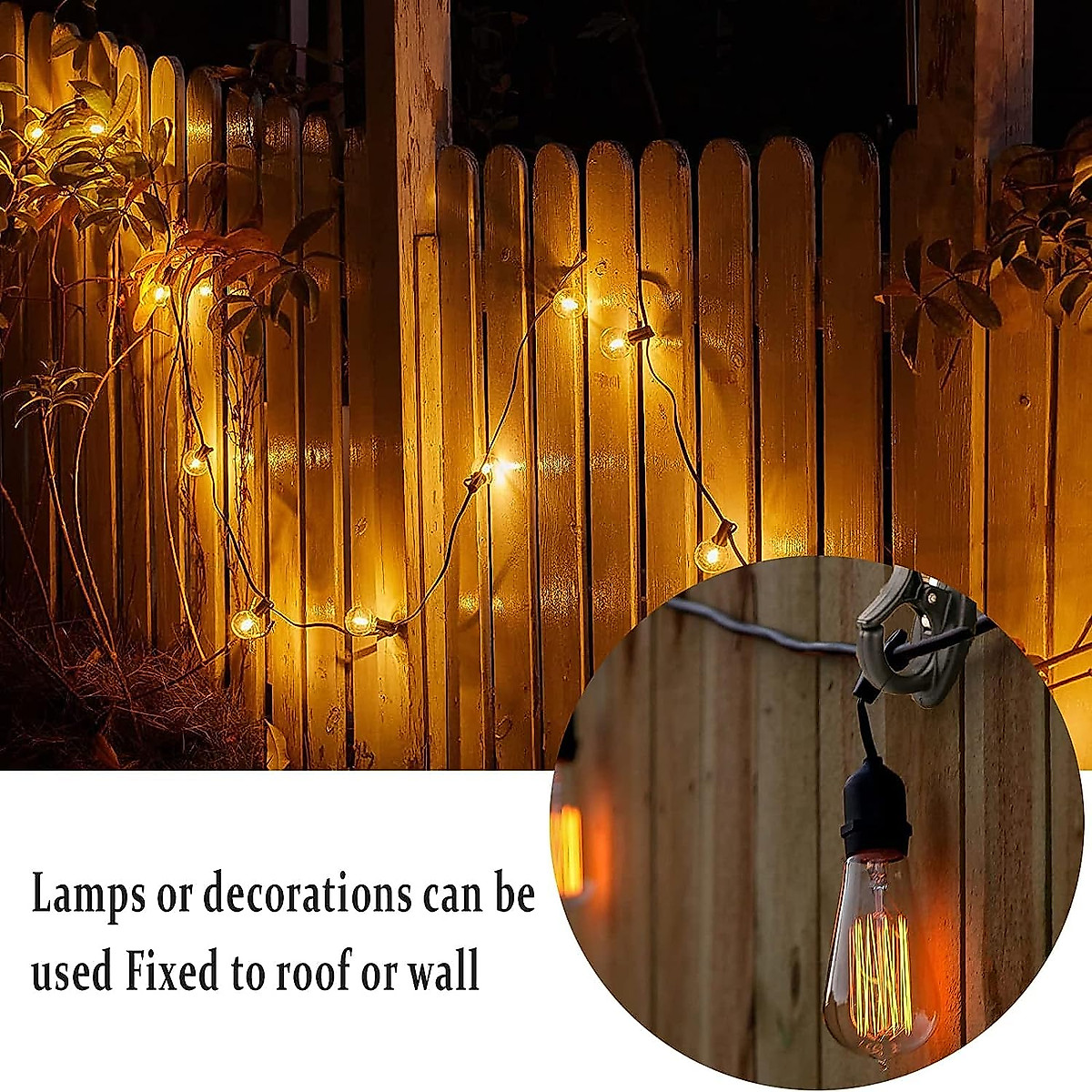 Lewufe Outdoor String Lights Hooks, Screw Hooks for Hanging Christmas Lights, Light Hanger Hooks for Patio Lights, Light Wire and Plants - Black, 20 Pack