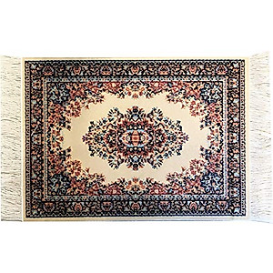 Carpet Coasters, Set of 4 Turkish Rug Style Table Drink mats, Absorbent Kitchen and Dining Accessories, Spill & drip Protection, Rectangular