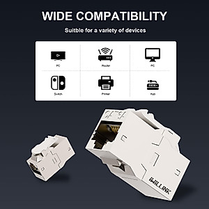 iwillink 10Gbps 10-Pack Cat6A Shielded Keystone RJ45 Coupler, Zinc Alloy Metal Housing Ethernet Coupler, Female to Female Cat6a Keystone Jack, Silver