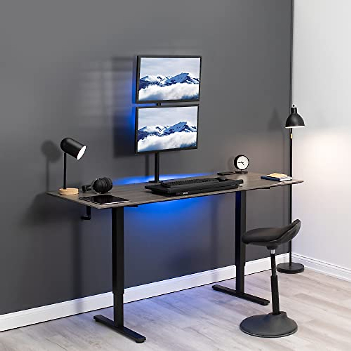 VIVO Dual Monitor Desk Mount Stand with Height Adjustment and VESA Plates for 2 LCD Ultrawide Screens up to 34 inches, Stacked Array, STAND-V002R
