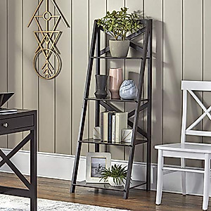 Target Marketing Systems 4-Tier Ladder Shelf, Modern Standing Bookshelf Organizer, Storage Rack for Home Office and Living Room, 20", Espresso
