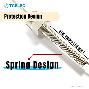 TCELEC TCE-SK05H4-50 K Type Thermocouple Probe for Furnace Oven Meet The 1/2 PT Screw Thread K-Type Input Instrument Thermocouple Thermometer Sensor Temperature Range from 77°F to 1112°F