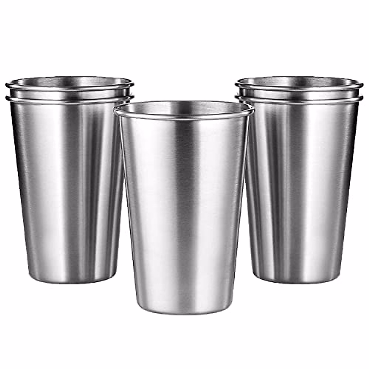 KISEER 5 Pack 16 Ounce Stainless Steel Pint Cups Shatterproof Cup Tumblers Unbreakable Metal Drinking Glasses for Bar, Home, Restaurant