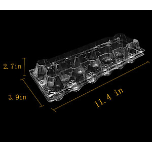 Large Egg Cartons 30 Packs with Sticker Labels , Plastic Egg Carton for 12 Eggs, Cheap Bulk Egg Tray Egg Container Holder for Refrigerator, Storage, Family, Chicken Farm, Market, Camping