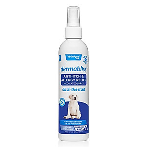 Vetnique Labs Dermabliss Allergy Chews 60ct & Dermabliss Anti-Itch/Allergy Relief Spray (8oz) Bundle Complete Skin Allergy Relief for Dogs with Dog Allergy Supplements, Hydrocortisone Spray for Dogs