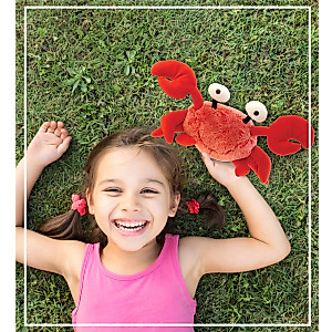 DolliBu Red Crab Stuffed Animal - Super Soft Crab Plush Toy, Cute Crab Ocean Stuffed Animal for Boys and Girls, Adorable Red Stuffed Animal Crab Toy Gift for Kids, Teens, and Adults -12 Inches