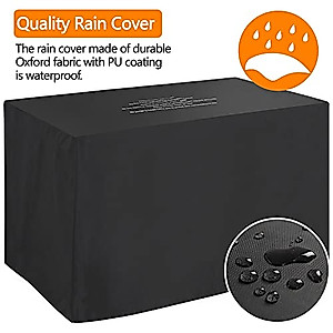 Yaheetech 43 Inch 50,000 BTU PE Rattan Propane Fire Pit with Tempered Glass Tabletop and Rain Cover, Gas Fire Pit with Lid and Fire Glass for Outdoor Heating/Patio/Terrace, Auto-Ignition, Brown