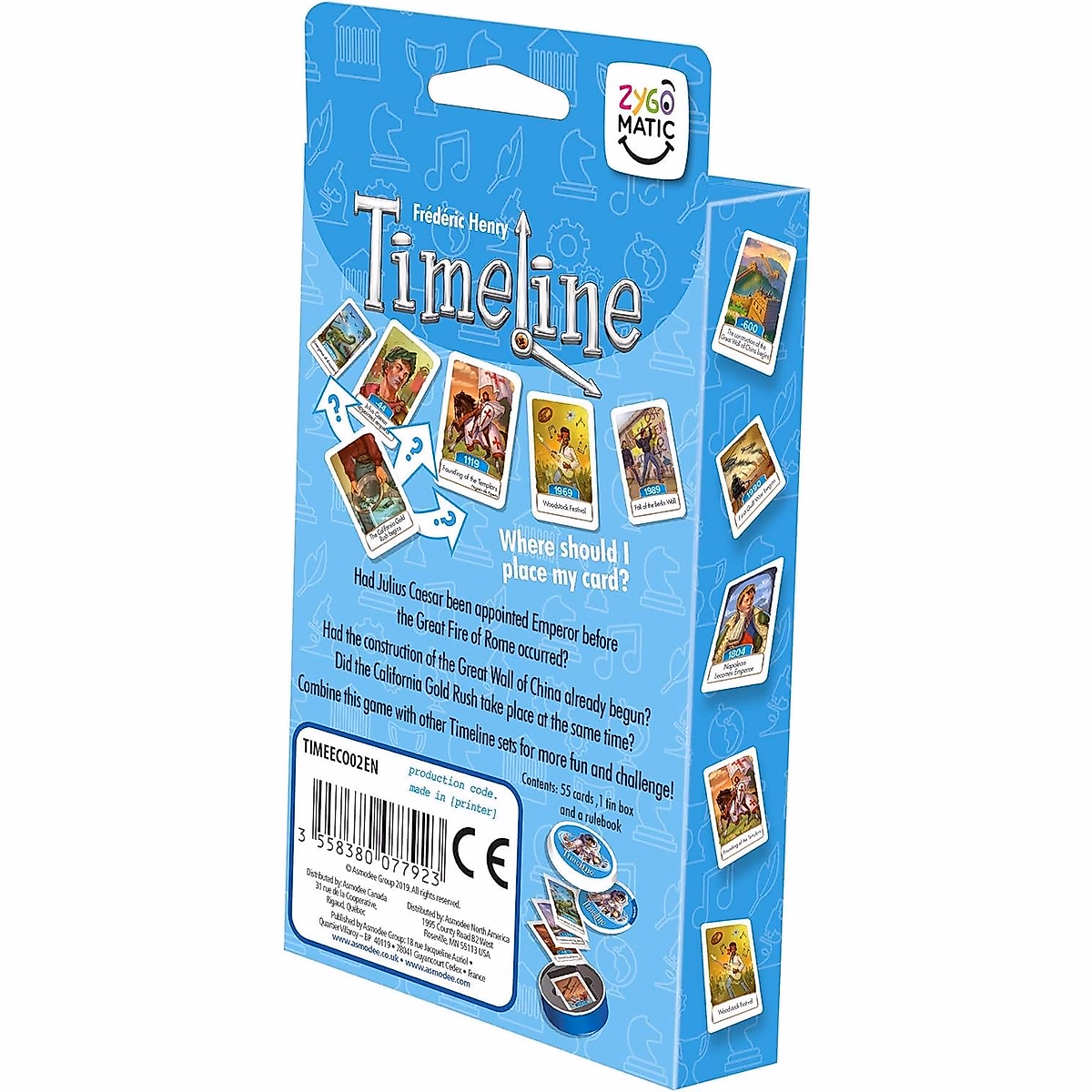 Zygomatic Timeline Events Card Game | Fun Educational Trivia Game for Adults and Kids | Ages 8+ | 2-6 Players | Average Playtime 15 Minutes | Made by