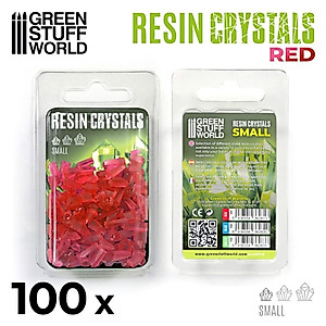 Green Stuff World GSWD-1281 Clear Resin Crystals, Red, Small Size, 100 Pieces, Diorama Material