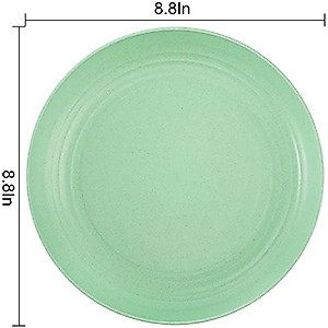 WUWEOT 12 Pack Wheat Straw Plates, 8.8" Dishwasher & Microwave Safe Dinner Plates, Lightweight & Unbreakable, Non-toxin, BPA free and Healthy Dishes for Kids Toddler & Adult