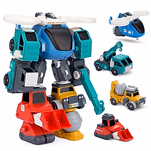 Karjoefar Toys for 3+ Year Old Boys- 4 in 1 Take Apart Robot Toys, Magnetic Assemble Transform Robot, STEM Building Toddler Car Transform Toys for Kids, Birthday Gifts 3-7