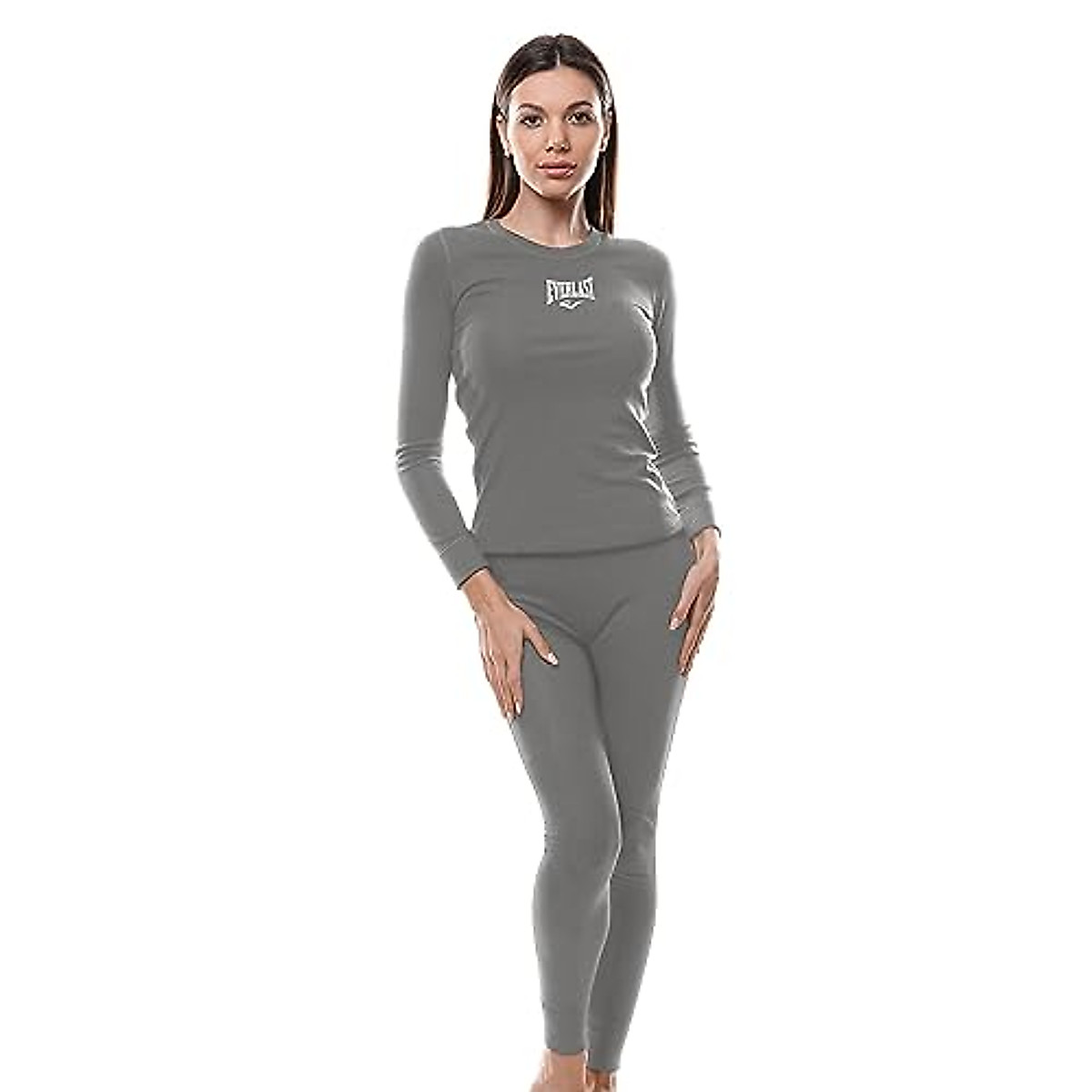 Everlast Womens Base Layer Set - Warm Underlayer Pants & Shirt - Cold Weather - Body Winter Gear Long Underwear & Pajamas (Grey, Large)