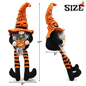 CiyvoLyeen Halloween Dangle Leg Gnomes Decorations Shelf Sitters Handmade Halloween Decor Tomte Swedish Gnome Nisse Scandinavian Gnomes Plush Elf Dwarf Home Household Ornaments Set of 3