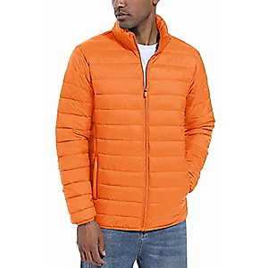 MAGCOMSEN Puffer Jacket Men Packable Down Jacket Lightweight Winter Coats Waterproof Insulated Jacket Orange M