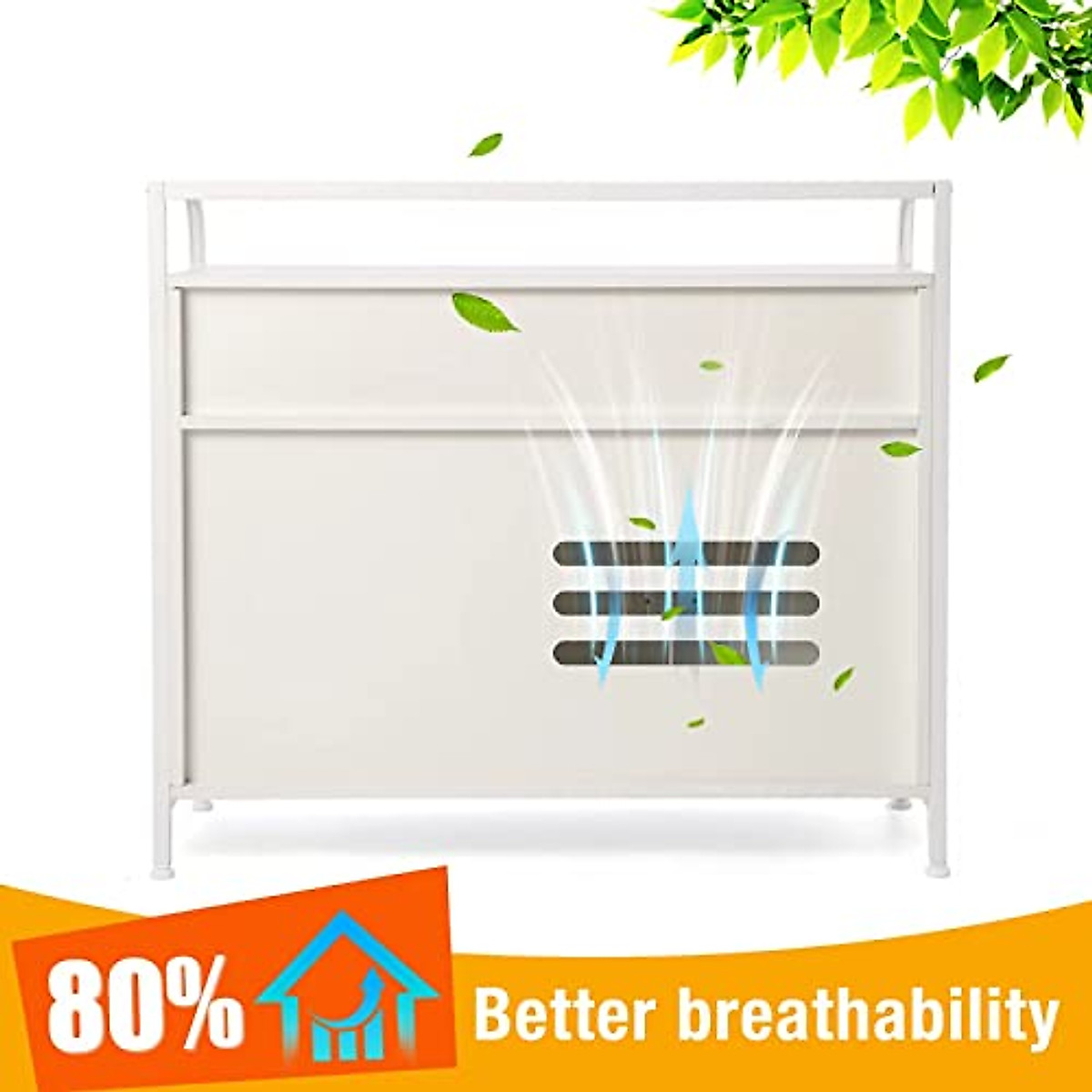 Amunrbrek Litter Box Enclosure,Cat Litter Box Furniture Hidden,Large Washroom with Scratching Pad,Modern Cabinet White