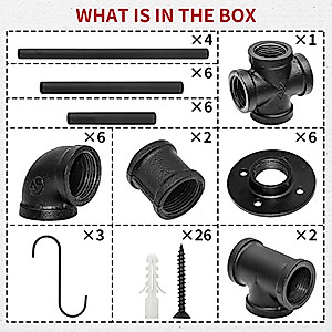 Rebala Industrial Pipe Clothing Rack 70.86" Length,Wall Mounted Clothes Rack,Max Load 132Lb Metal Commercial Garment Bar Space-Saving,Laundry Room Decor,Multi-Purpose Hanging