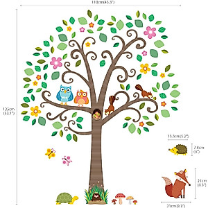 DECOWALL SG-2106 Large Scroll Tree and Animals Kids Wall Stickers Wall Decals Peel and Stick Removable Wall Stickers for Kids Nursery Bedroom Living Room d?cor