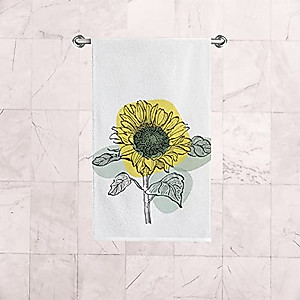 XOLLAR Bath Hand Towel for Bathroom Art Sunflower Floral Leaves 2 Pieces Decorative Fingertip Towels Soft Absorbent Kitchen Dish Face Drying Cloth 30 x 15 inch Quick Dry