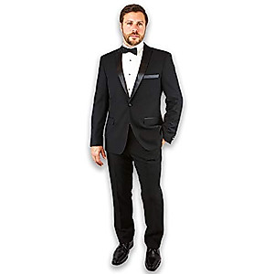 Sir Gregory Men's Fitted Flat Front Tuxedo Pants Formal Satin Stripe Trousers with Expandable Waistband (32" Waist) Black