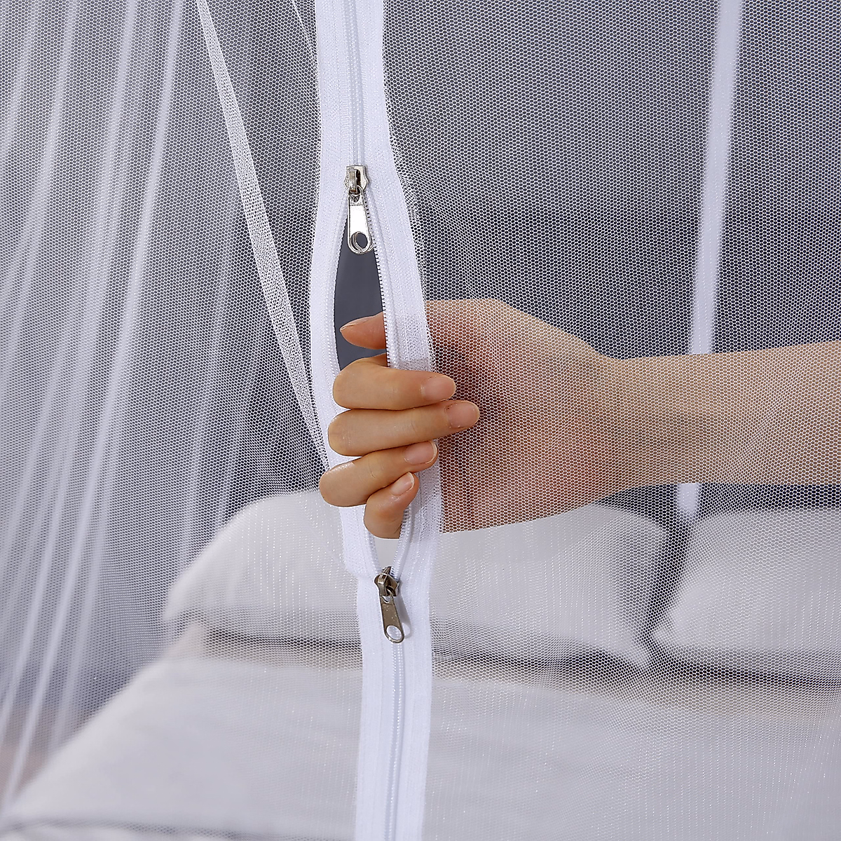 Mengersi Mosquito Net for Bed Canopy with Zipper,Canopy Bed Curtains Twin,Twin XL Bed,Mosquito Netting for Patio,Camping,Bug Net for Camping,White