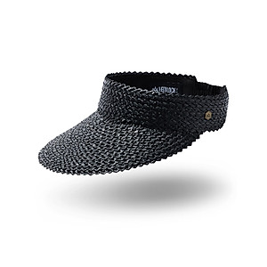 Straw Visor for Women | Packable Beach Visor & Sun Visor | Sun Protection | One Size | Onyx | Hemlock