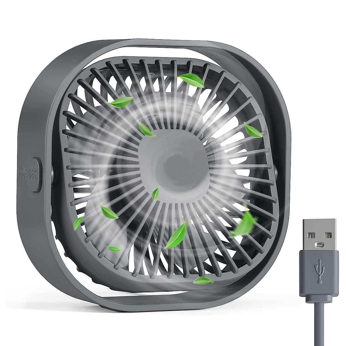 RJVW Small USB Desk Fan,3 Speeds Portable Table Fan, 4 inch Personal Mini Fan,Small Cooling Fan by USB Plug In, 360°Rotatable Desktop Fan for Home Office Bedroom Dorm Indoor Outdoor Summer Gift