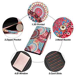 YOUBDM Slim Wallets for Women Credit Card Holder RFID Bifold Clutch Wallets Checkbook with Zipper Pocket