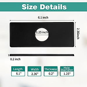 GZJoSum 6 Inch Sink Hole Cover Deck Plate, Faucet Hole Cover Plate for 1-3 Hole Bathroom Mixer Tap, Rectangle Stainless Steel Kitchen Escutcheon Plate (Matte Black)