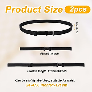 2pcs Adjustable Crop Tuck Band for Shirts, Shirt Tuck Band Shirt Cropping Band Elastic Crop Top Band Tucking Belt for Women, Change the Style of Your Tops (Black + White)