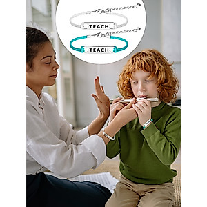 24 Pieces Teach Blessing Bracelets Colorful Greeting Bracelets Graduation Gifts for Women Men Teacher Appreciation Bracelet Graduation Gift Blessing Teacher's Day Gift Presents (Novel Style)