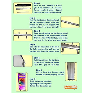 BannerBuzz Retractable Roll-Up Adjustable Banner Stand - Vertical Sign Holder for Trade Show Display, Indoor-Outdoor Events with Carrying Bag (Hardware Only, 2' Width X 5' Height)
