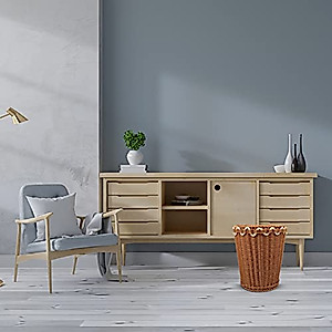 Ipetboom Seagrass Waste Basket Woven Trash Can with Lid Wicker Garbage Bin Rattan Rubbish Container Rustic Storage Basket Laundry Hamper for Kitchen Home Office