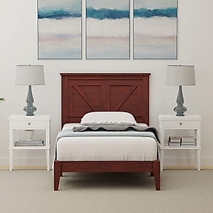 Glenwillow Home Farmhouse Solid Wood Platform Bed in Twin - Classic Cherry