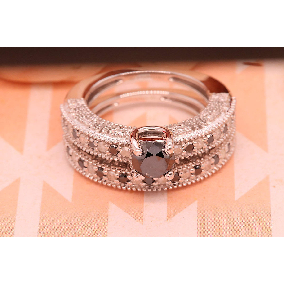 Dazzlingrock Collection 1.50 Carat (Cttw) Sterling Silver Black & White Diamond Engagement Ring Set 1 1/2 CT, Size 7