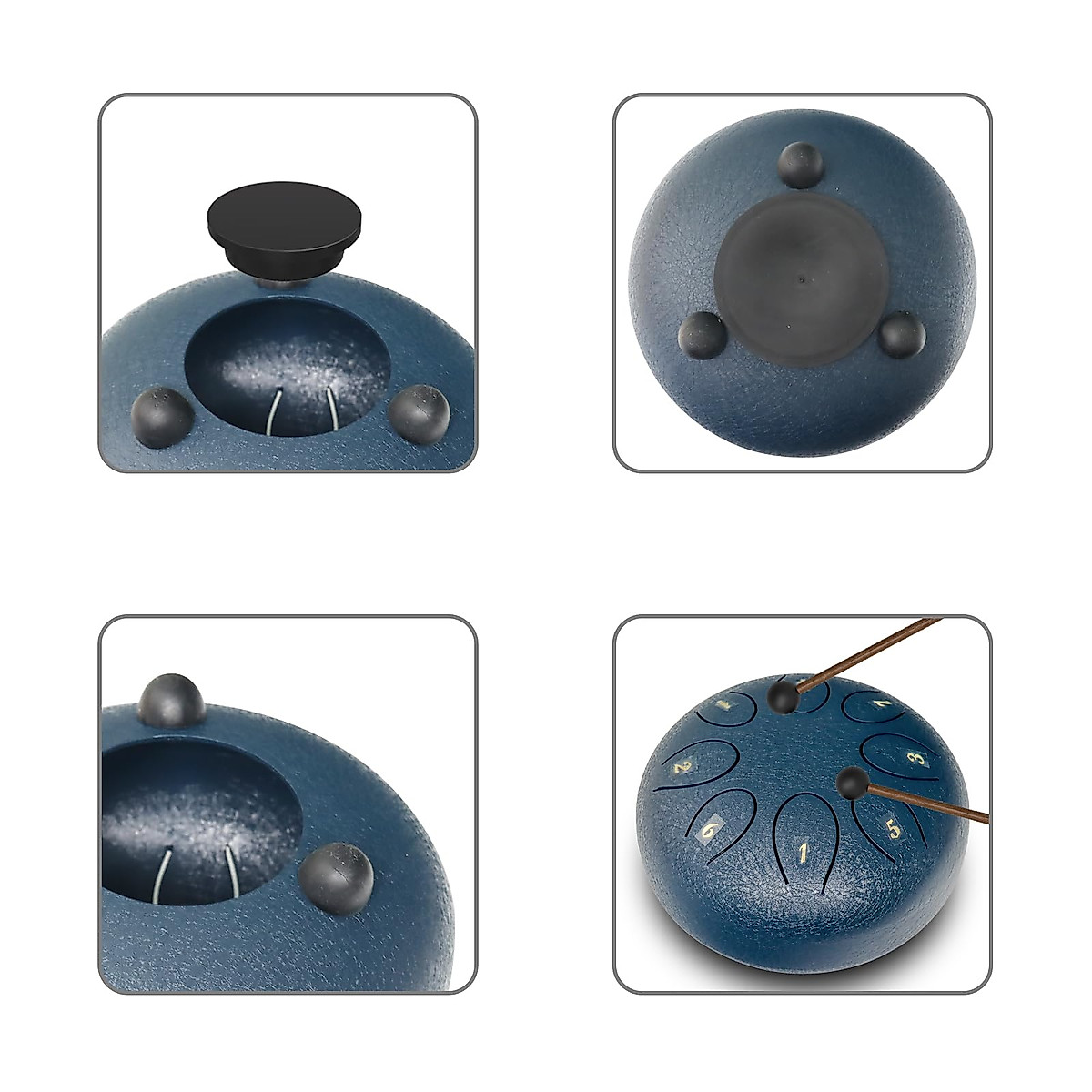 REGIS rain drum for outside，Steel Tongue Drum 8 Notes 6 Inches Chakra Tank Drum Steel Percussion Padded Travel Bag and Mallets，Musical Education Entertainment Meditation Yoga Zen Gifts (Navy)