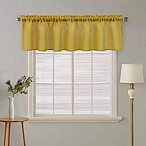 Curtain Valances for Windows Burlap Linen Window Curtains for Kitchen Living Dining Room 58 x 15 inch 1 Valance Yellow