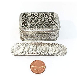 Rectangular Silver Rhinestones Wedding Arras Box & Unity Coins Arras de boda