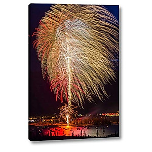 Colorado, Frisco Fireworks Display on July 4th -16 by Fred Lord - 20" x 30" Canvas Art Print Gallery Wrapped - Ready to Hang