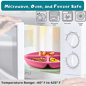 Silikong Divided Silicone Plates for Toddlers | BPA Free | Dishwasher, Microwave and Oven Safe | Kids Plates with Dividers (Girls)