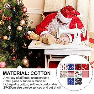 Wrapper Christmas Cotton Fabric Bundles 9.8 x 9.8 Inch Sewing Squares Quilting Fabric Patchwork Fat Quarters Precut Xmas Fabric Scraps for DIY Quilting Sewing Patchwork Xmas Gift 10Pcs