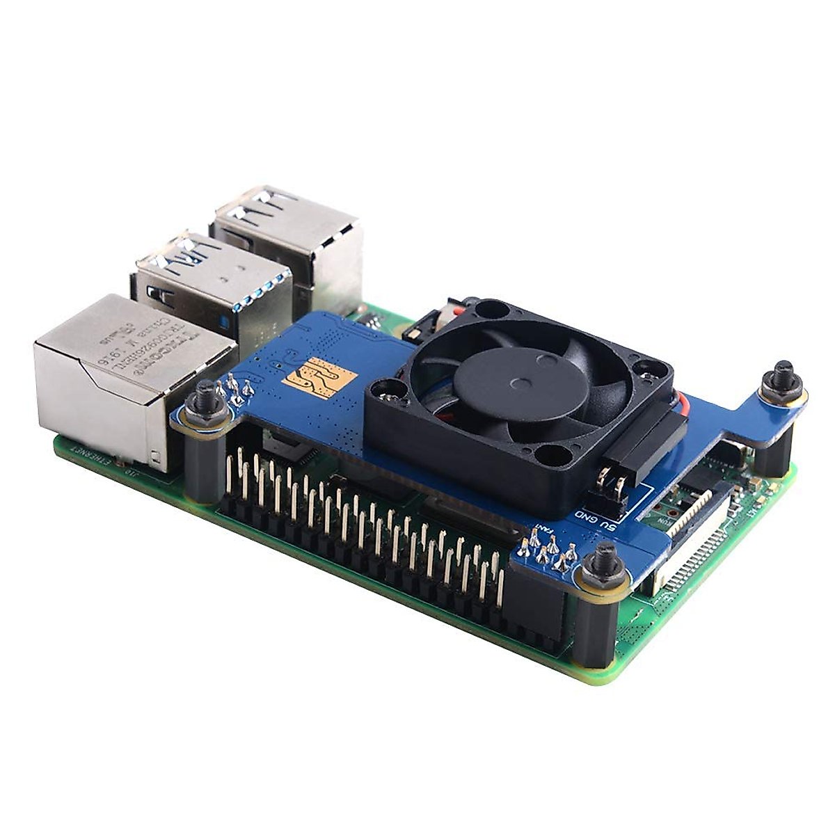 GeeekPi PoE HAT for Raspberry Pi 4, Support IEEE 802.3af or 802.3at PoE Standard, with Cooling Fan 30x30x7mm for Raspberry Pi 4 Model B / 3B+ 3B Plus