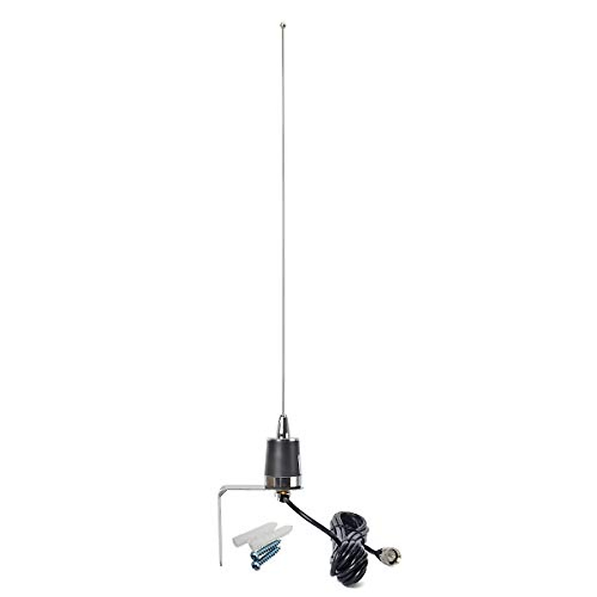 HYS UHF VHF 2meter 70CM 21inches NMO Antenna with NMO Mount 4meter(13.1ft) PL259(UHF Male) RG58 Coax Cable and L Shape Fender Bracket Mount for Trunk Car Mobile Radio Transceiver