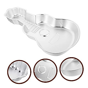 Housoutil 1pc Cake Mold Dessert Molds Pan Guitar Cake Molds Mini Candy Pizza Home Tools Baking Mold for Home Creative Baking Mold Bread Pan Aluminum Alloy Ghost Silver Self Made
