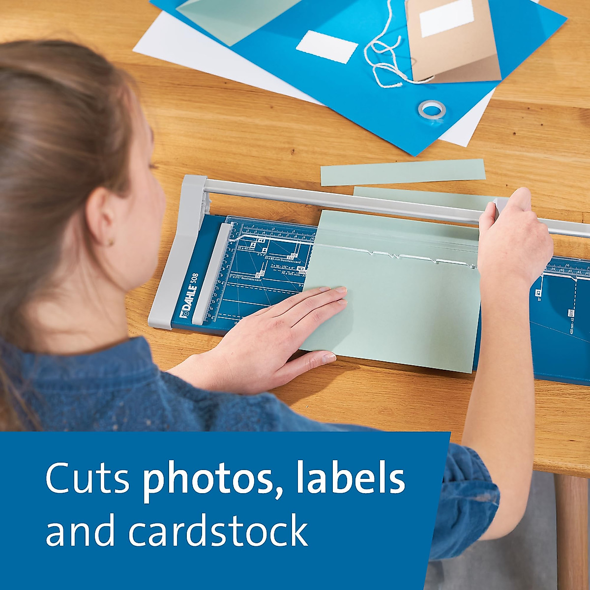 Dahle 508 Personal Rotary Trimmer, 18" Cut Length, 5 Sheet Capacity, Self-Sharpening, Automatic Clamp, German Engineered Paper Cutter